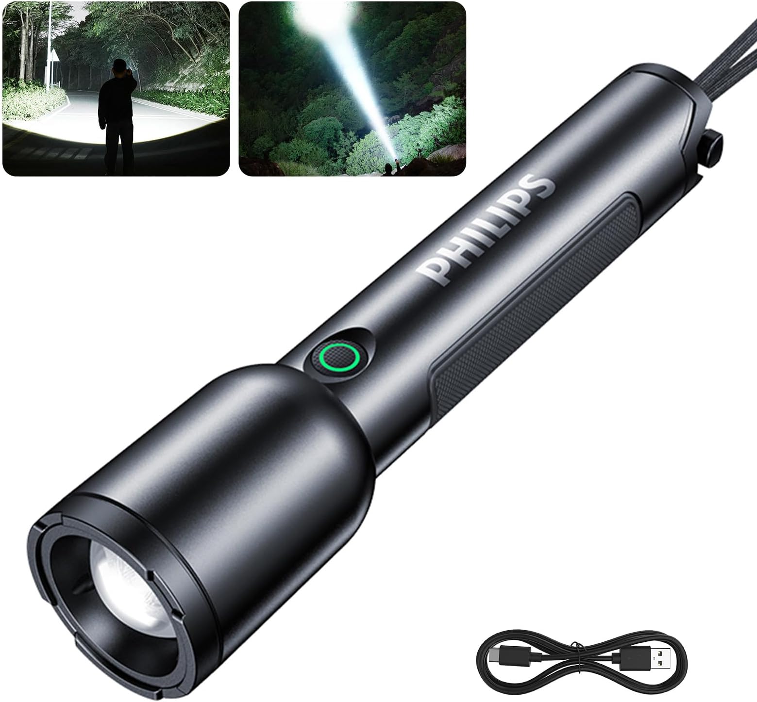 PHILIPS SFL1168 Linterna LED Recargable, 10W Linterna con Zoom Súper ...