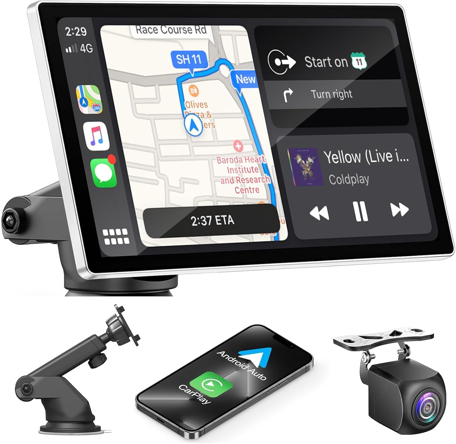 9" Wireless CarPlay Screen for Car, Wireless A-pple CarPlay & Android ...