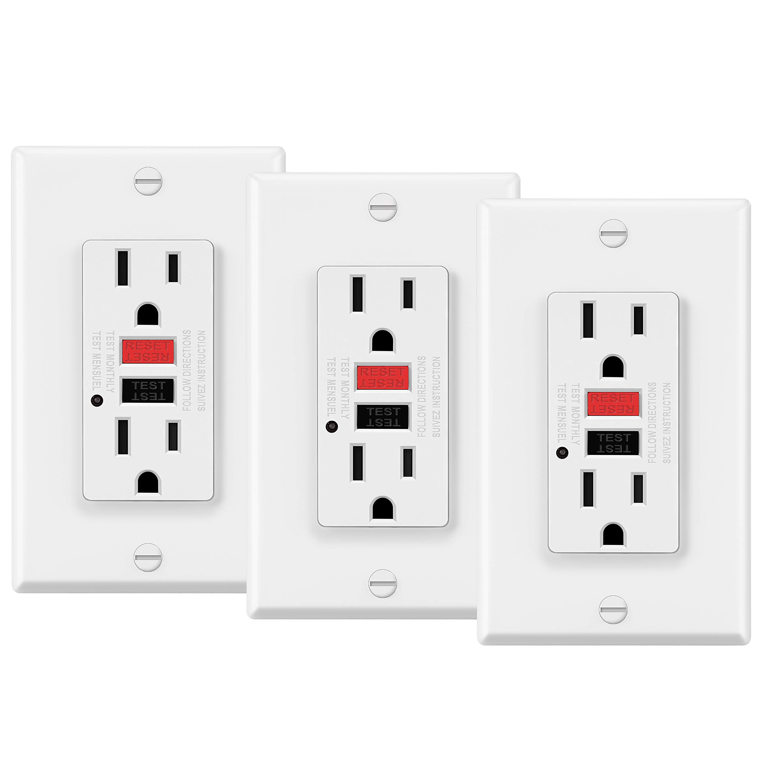 Snapklik.com : ELECTECK 3 Pack GFCI Outlets 15 Amp, Non-Tamper ...