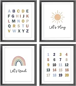 Amazon.com: Let’s Play Let’s Read Alphabets Numbers Educational Poster ...