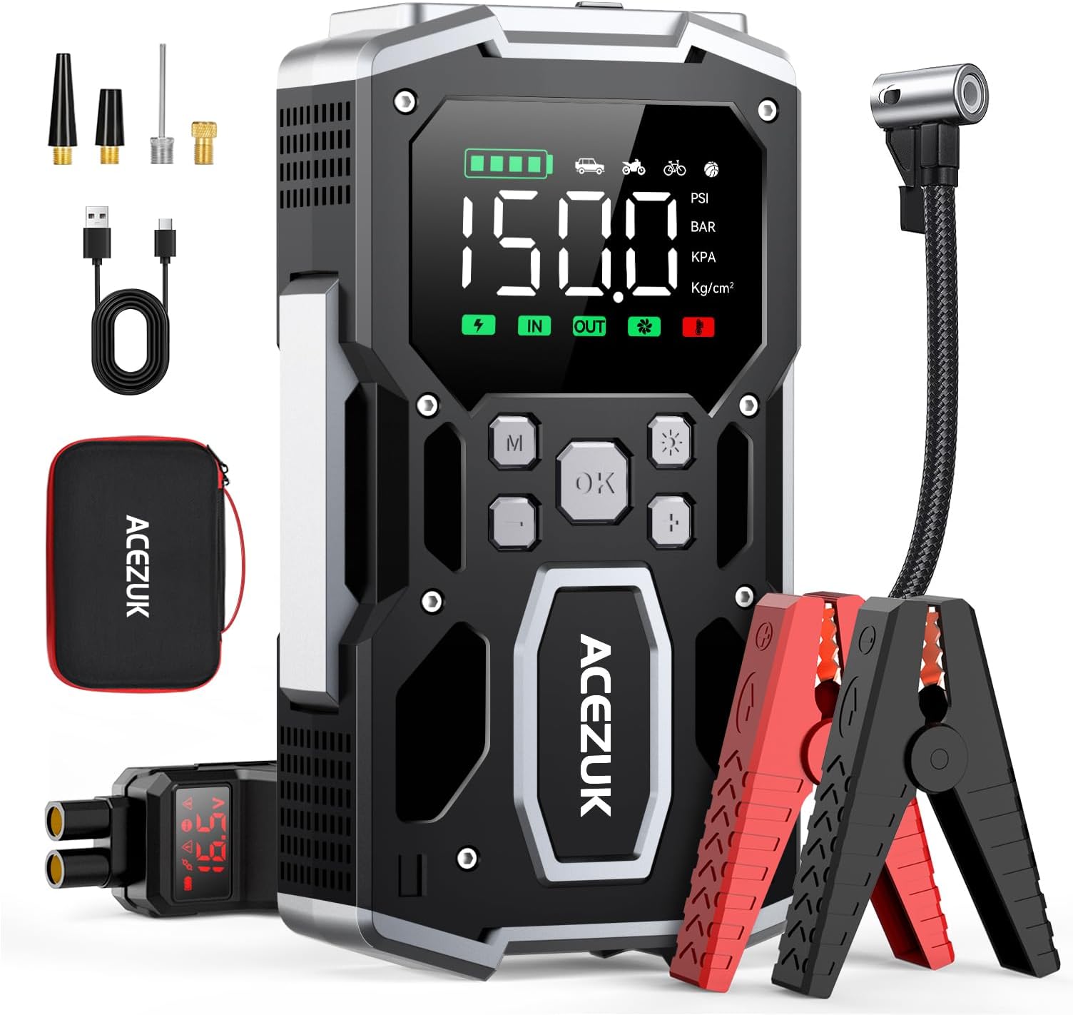Amazon.com: ACEZUK Car Battery Jump Starter 5000A Jump Box (10.0L Gas/8 ...