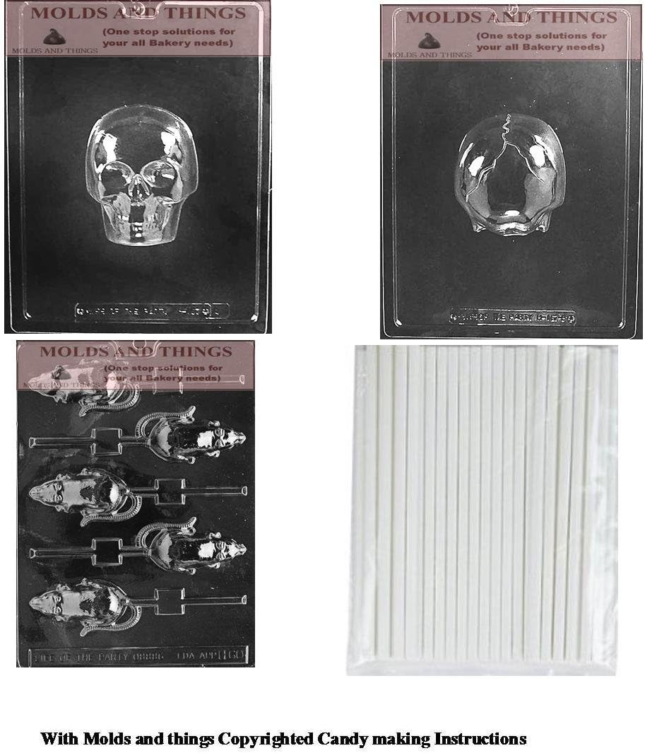 Amazon.com: RAT LOLLY Chocolate Candy Mold & Medium 3D Skull Chocolate ...