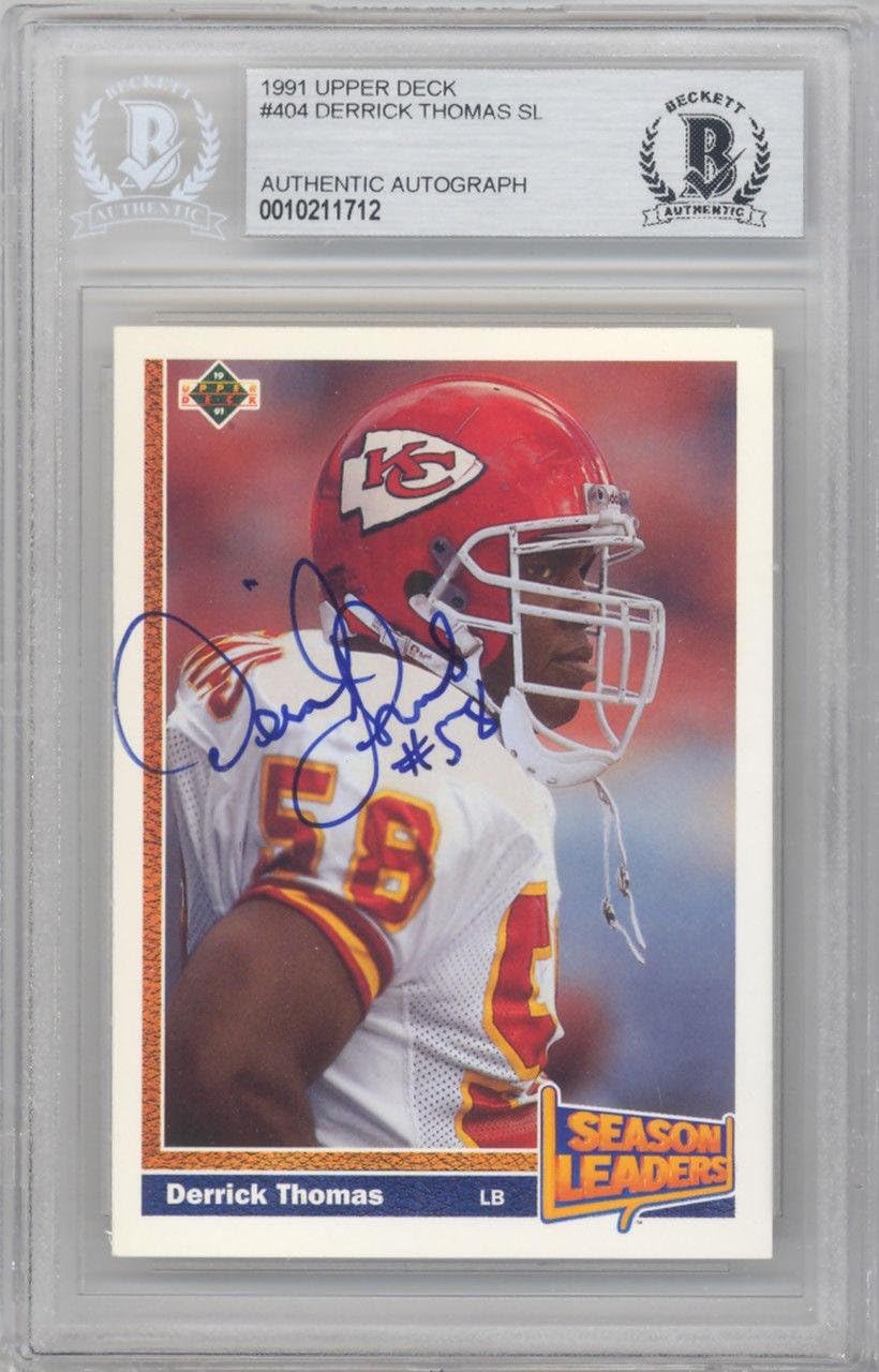 Derrick Thomas Autographed Signed 1991 Card Chiefs Beckett #10211712 ...
