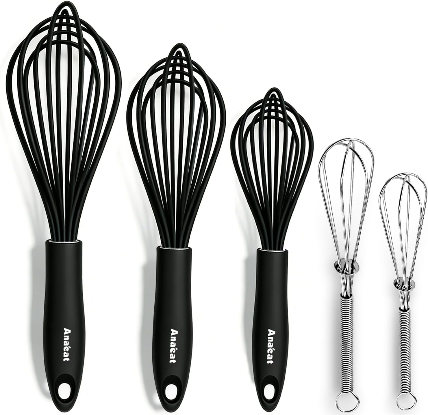 Amazon.com: Anaeat Kitchen Whisk Set of 5, Perfect for Non-Stick ...