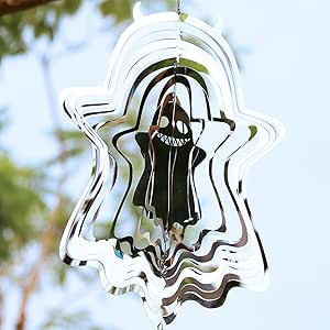 Amazon.com: 12 Inch Ghost Wind Spinner, 3D Stainless Steel Hanging ...