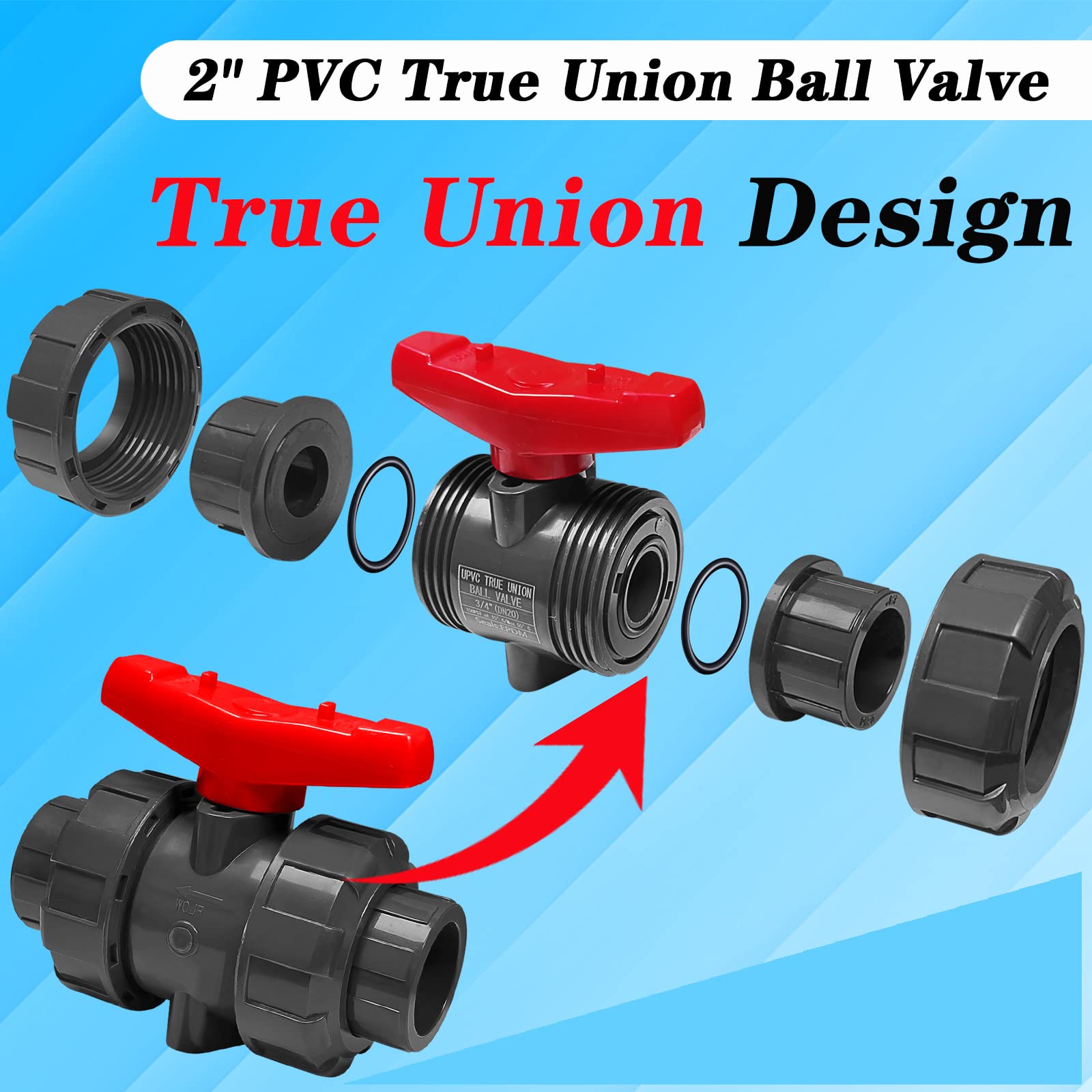 Snapklik.com : True Union Ball Valves Kit, 2 UPVC Full Flow Ball Valves ...