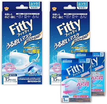 Amazon.co.jp: [フィッティ] Fitty うるおいマスク シルキータッチ (ホワイト/不織布/プリーツ) ＜ 15セット×2箱 ...