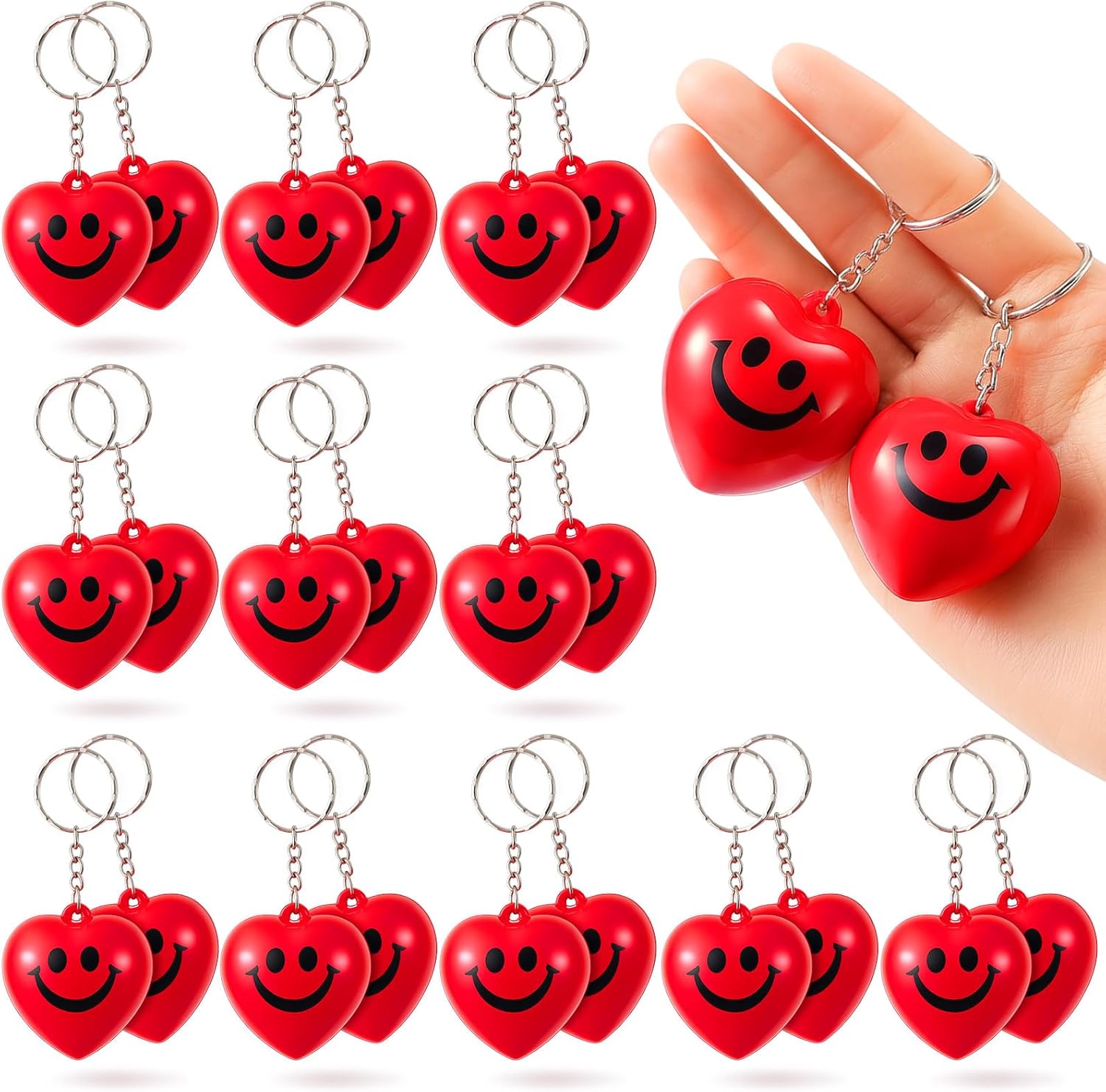 Amazon.com: Quelay 24 Pcs Valentine's Day Heart Stress Balls Keychain ...