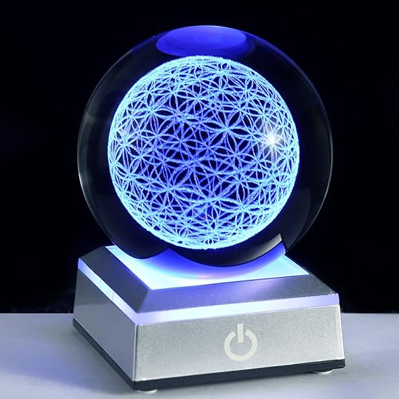Amazon.com: Qianwei Flower of Life Crystal Sphere with Led Colorful ...