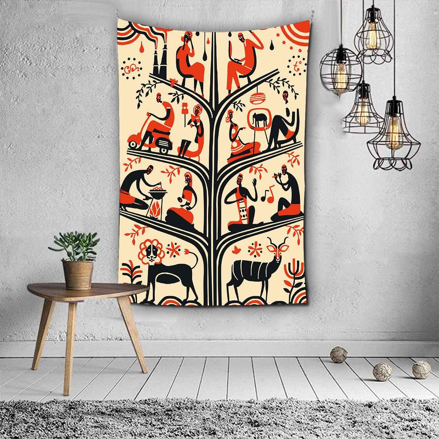 NTERC African Tapestry Abstract Tree Exotic Tribal Life Wall Hanging ...