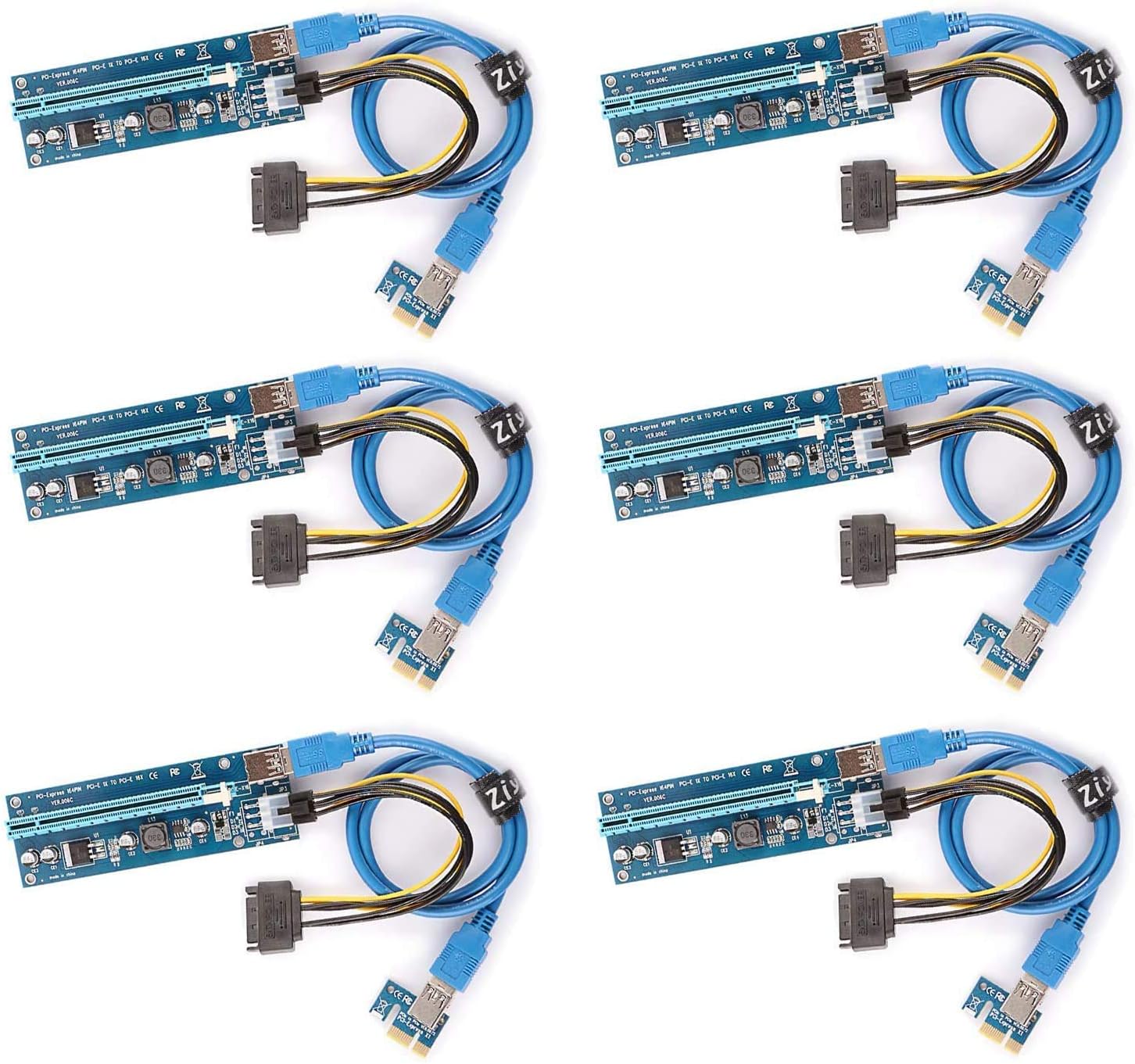 Ziyituod PCIE Riser per Bitcoin-Litecoin-ETH Coin PCIe VER006C 6 Pin ...