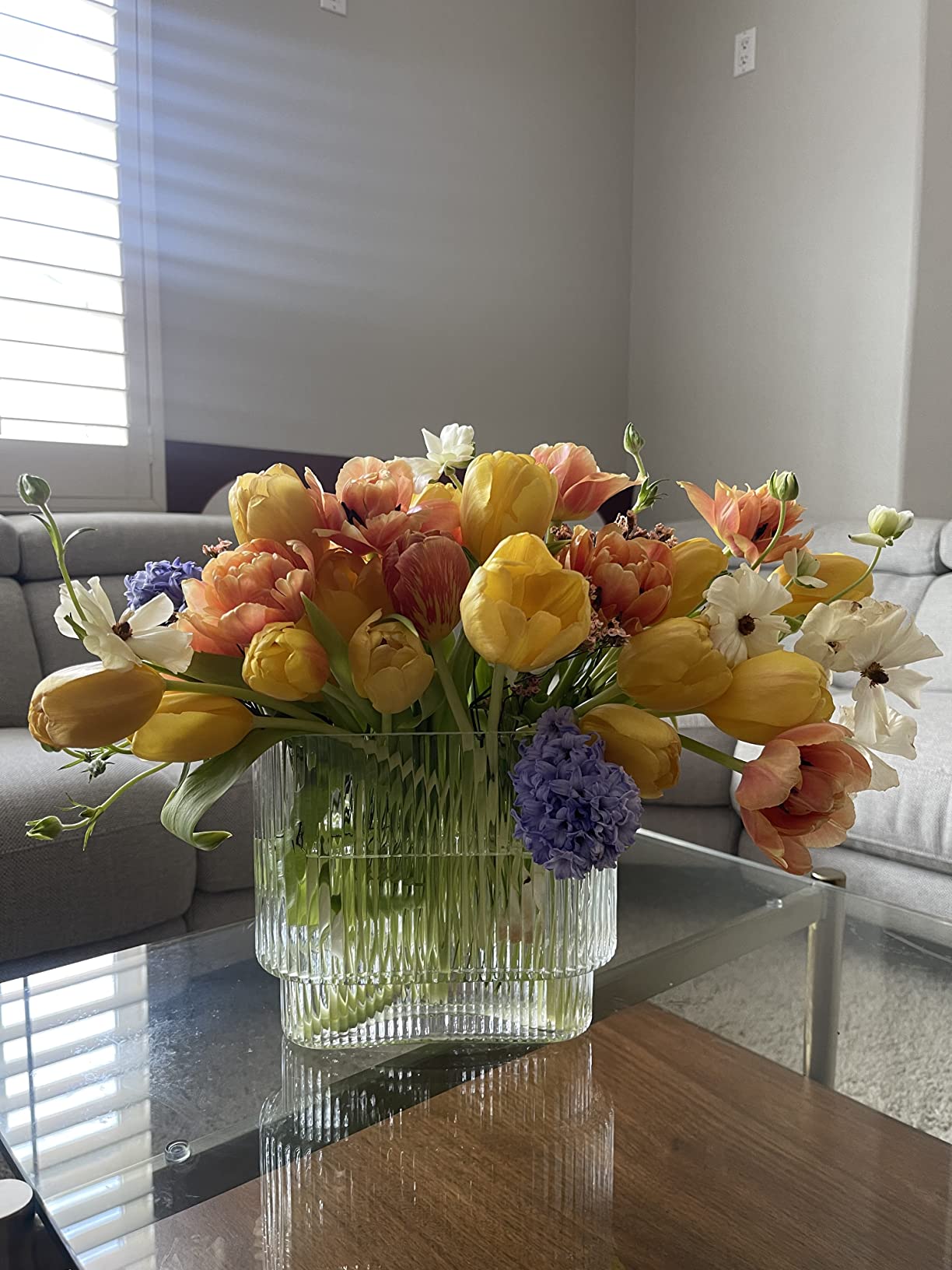$7/mo - Finance Ribbed Glass Vases for Flowers - Glass Flower Vases ...