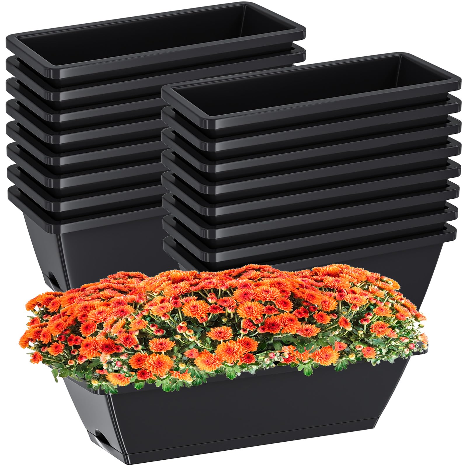 Snapklik.com : Rectangle Window Boxes Planters 16 Pcs, 17 Inches Long ...