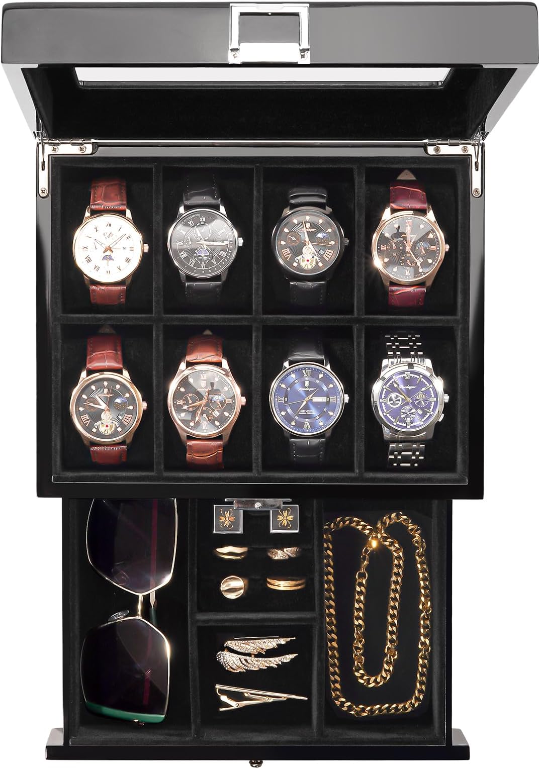 Amazon.com: GBACHOOSE 20 Slot Watch Box Organizer for Men - 2 Layer ...