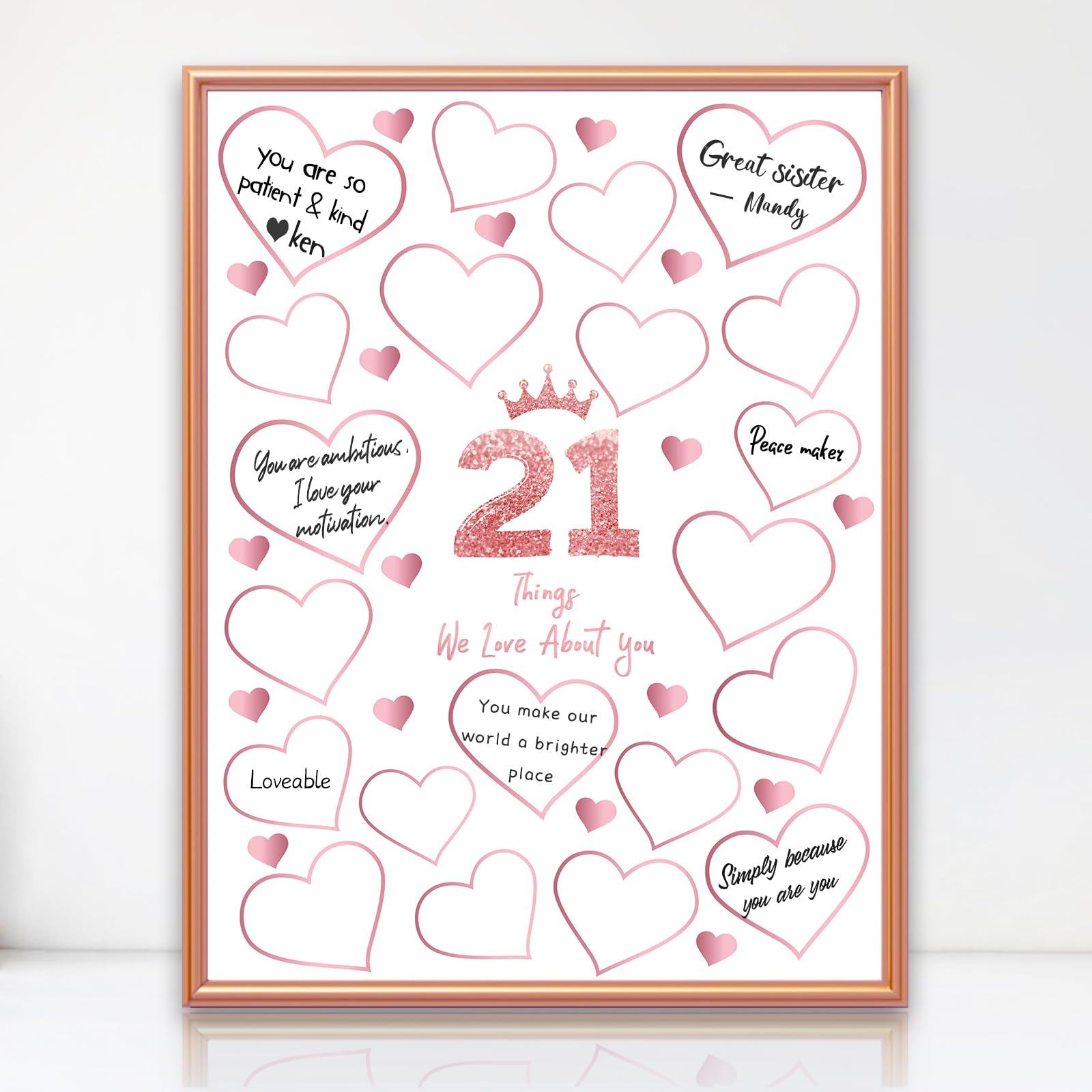 Y_Bong 21st Birthday Decorations for Her - 12x16 Framed Rose Gold Sign ...