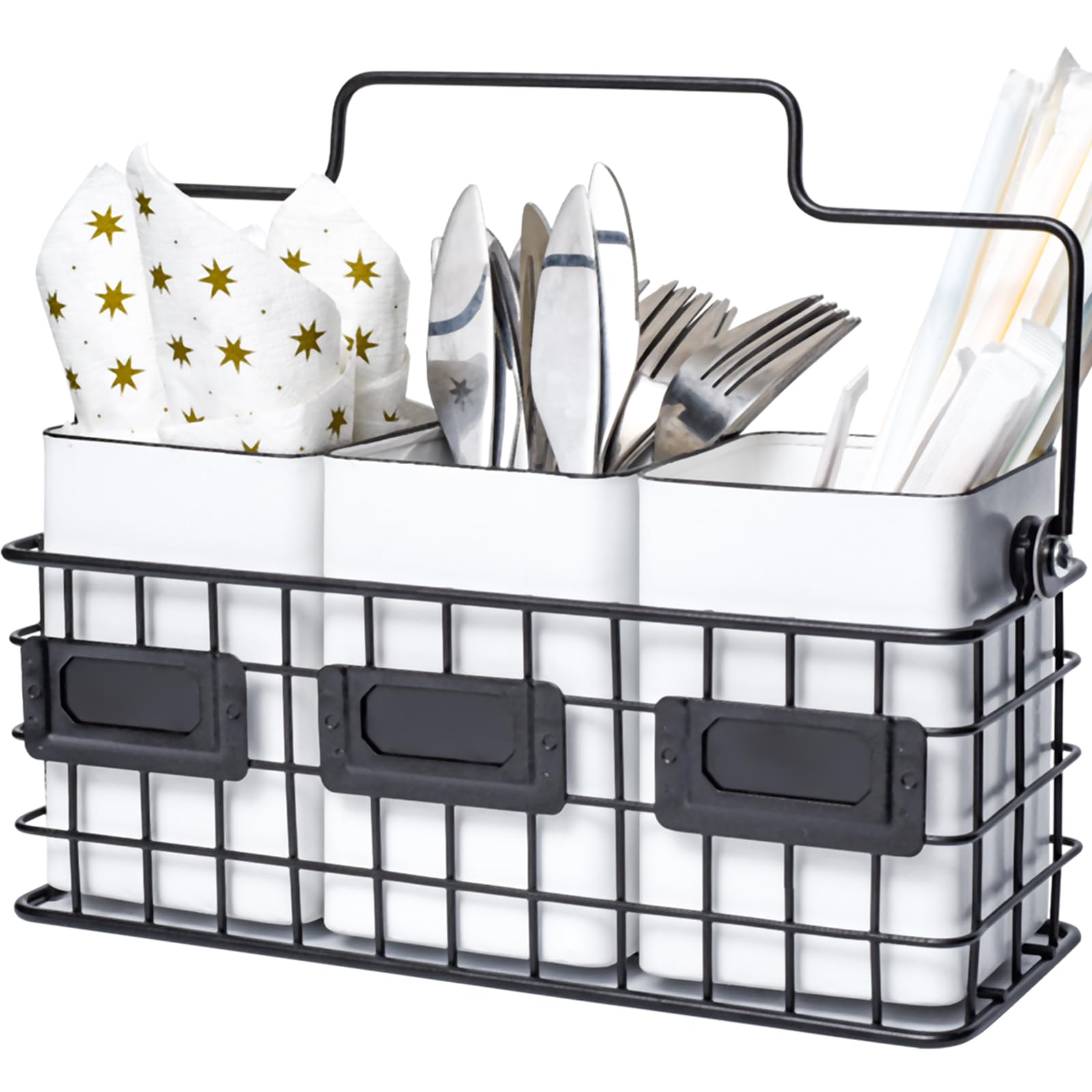 Amazon.com - EMAX HOME 3 Compartment Utensil Caddy,Farmhouse silverware ...