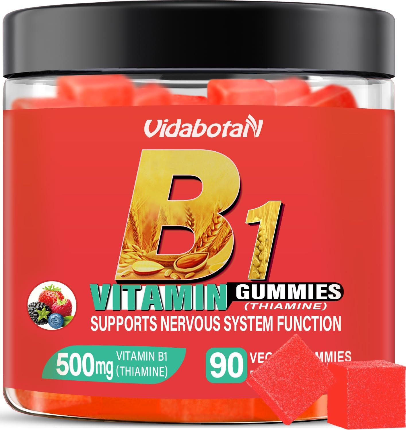 Amazon.com: GREABBY Vitamin B1 Gummies 400mg - Thiamine 100mg ...