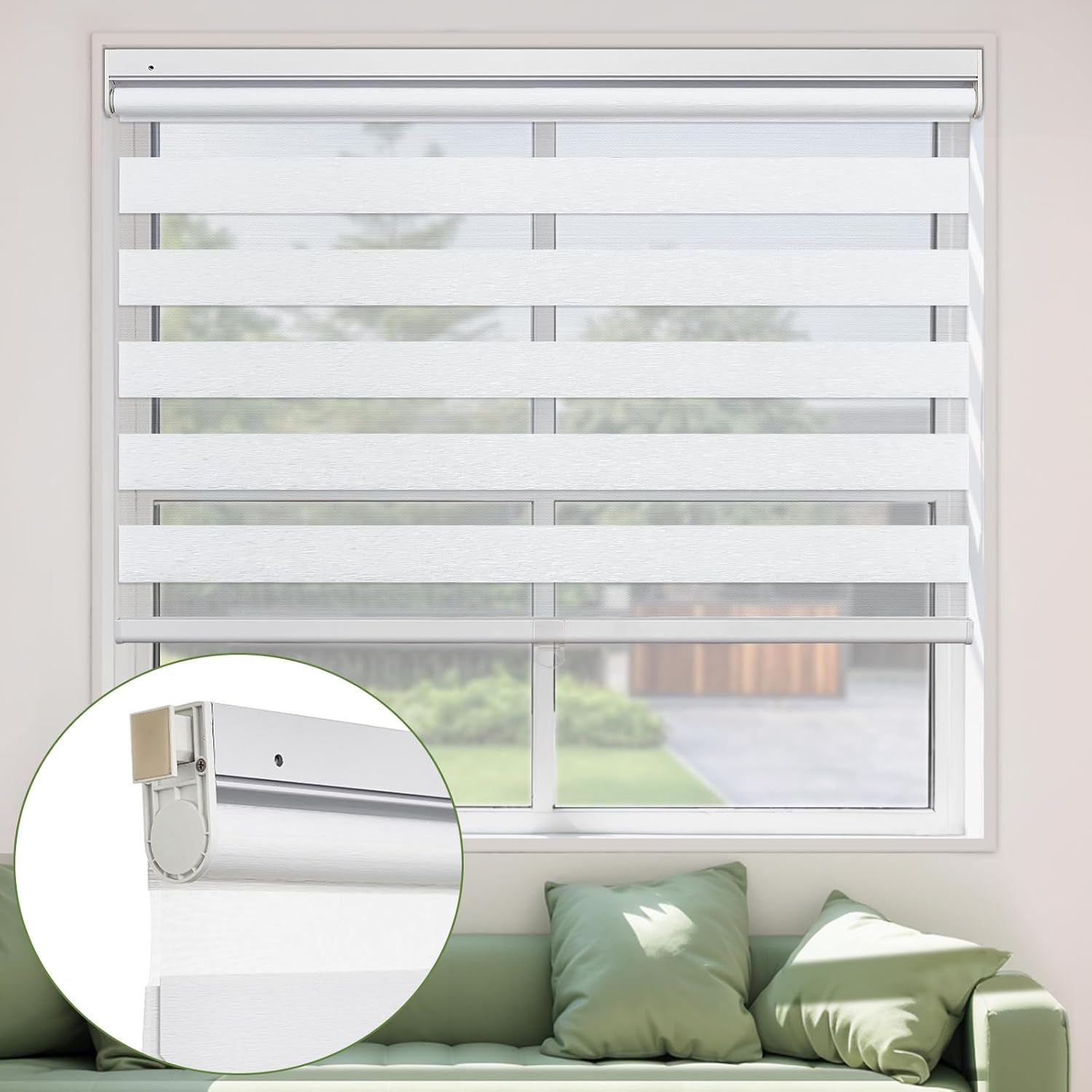 Amazon.com: MiLin No Tools No Drill Cordless Zebra Roller Blinds ...