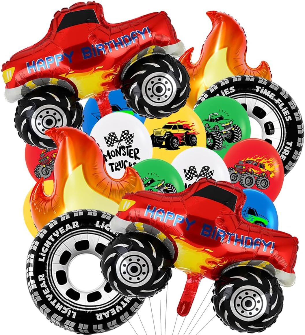 Amazon.com: Monster Truck Theme Birthday Party Decorations Monster ...