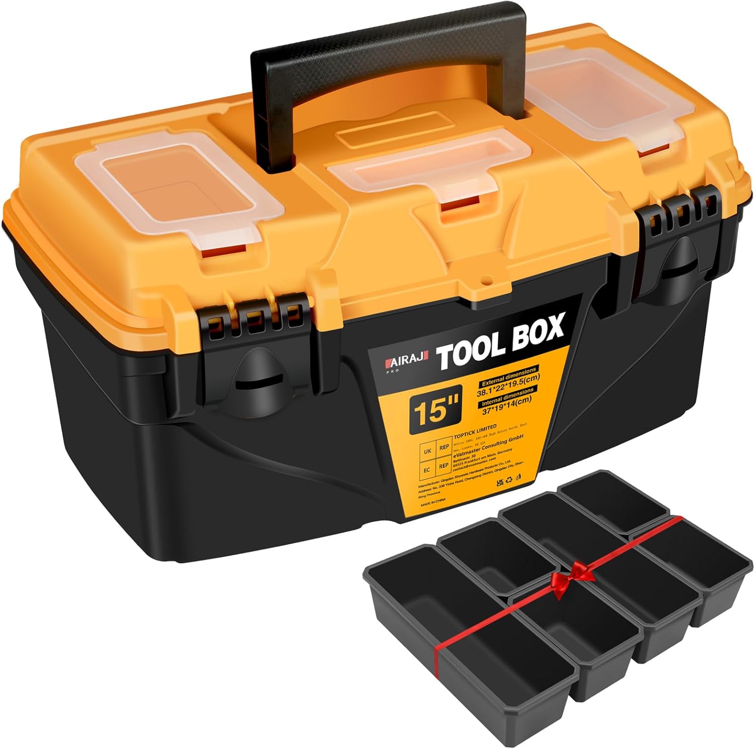 AIRAJ 38cm Plastic Tool Box With 6 Tool Box Organizer,Tray,PP Material ...