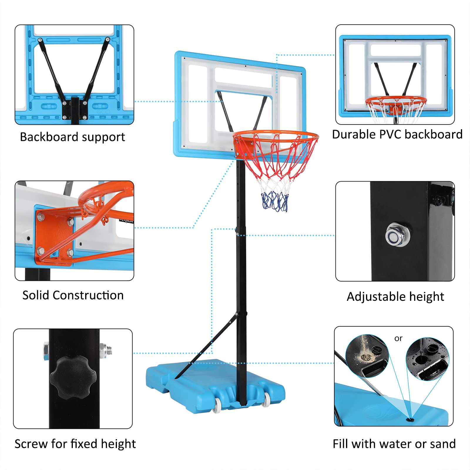 Snapklik.com : Ktaxon Poolside Basketball Hoop, Adjustable Height 45-53 ...