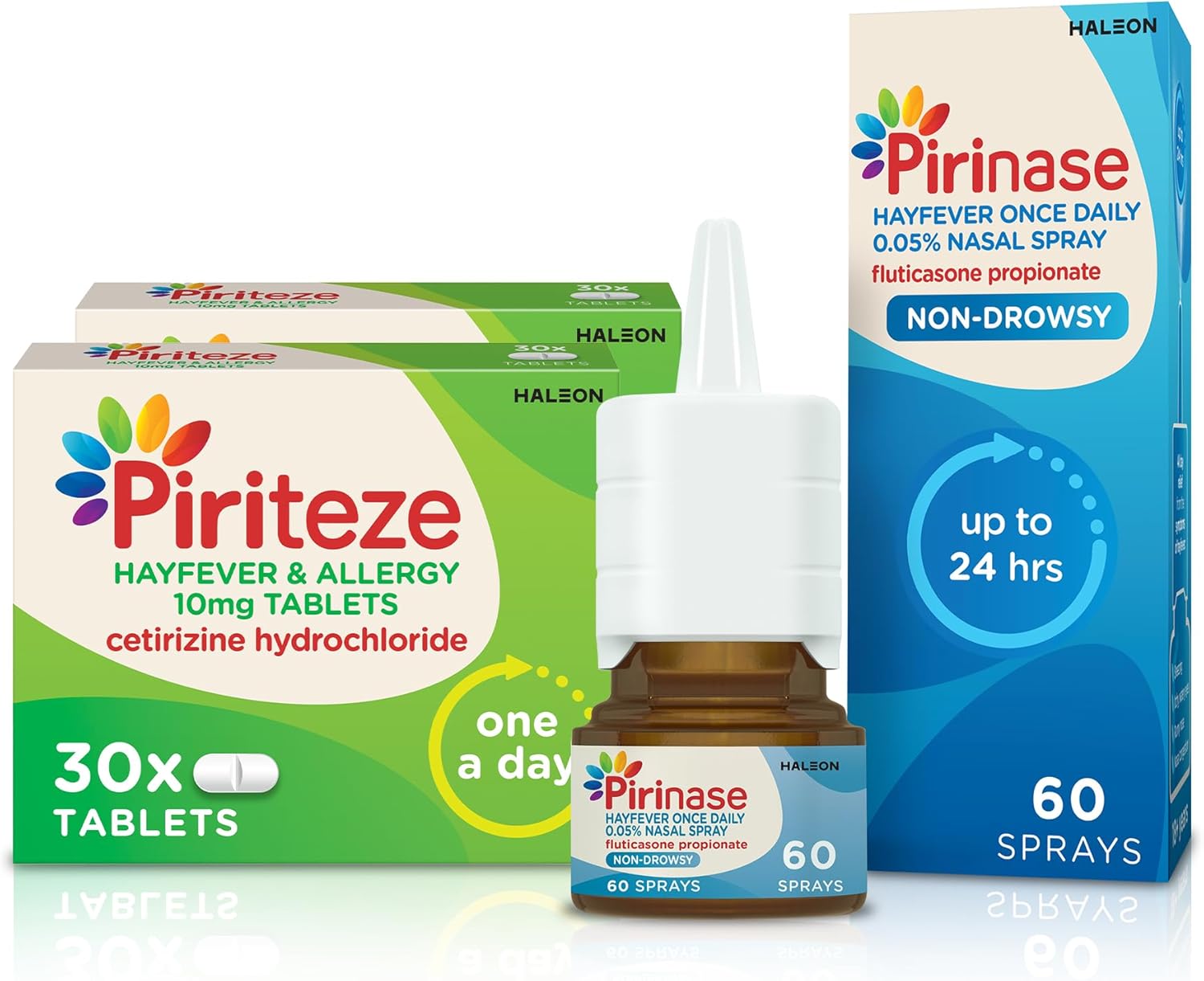 Piriteze Allergy Relief Antihistamine Tablets (60) & Pirinase Hayfever ...