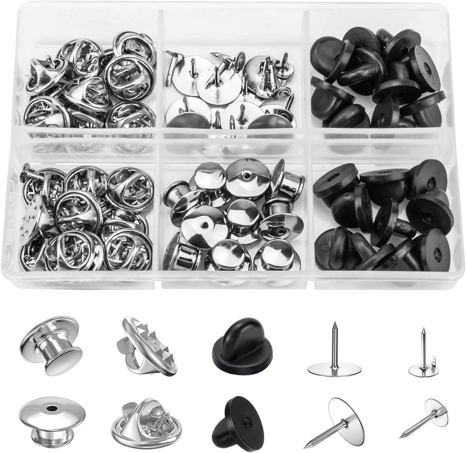 Amazon.com: EBOOT 50 Pair Rubber Pin Backs Butterfly Clutch Pin Tie ...