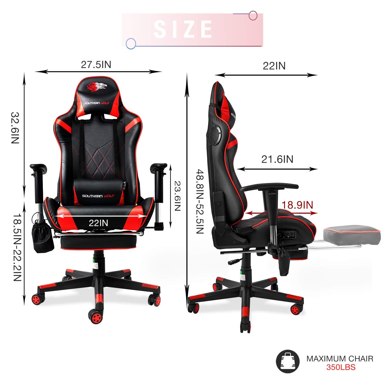 Buy SOUTHERN WOLF Video Gaming Chair with Massage Function - Bluetooth ...