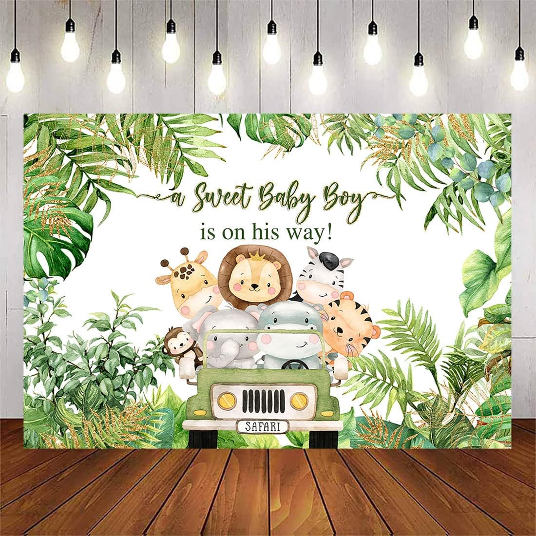 Amazon.com : Avezano Jungle Safari Baby Shower Backdrop Safari Animals ...