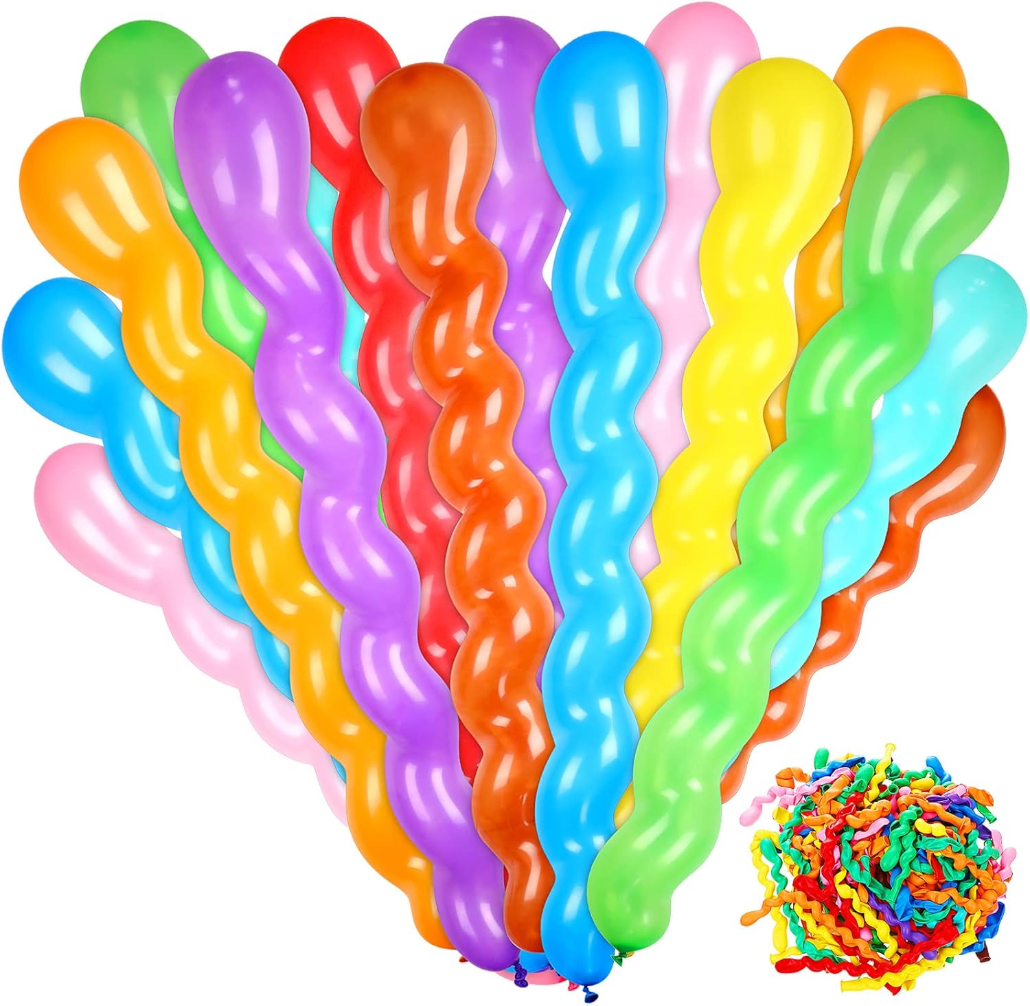 Amazon.com: Wettarn 200 Pcs 40 Inches Long Latex Spiral Balloons ...