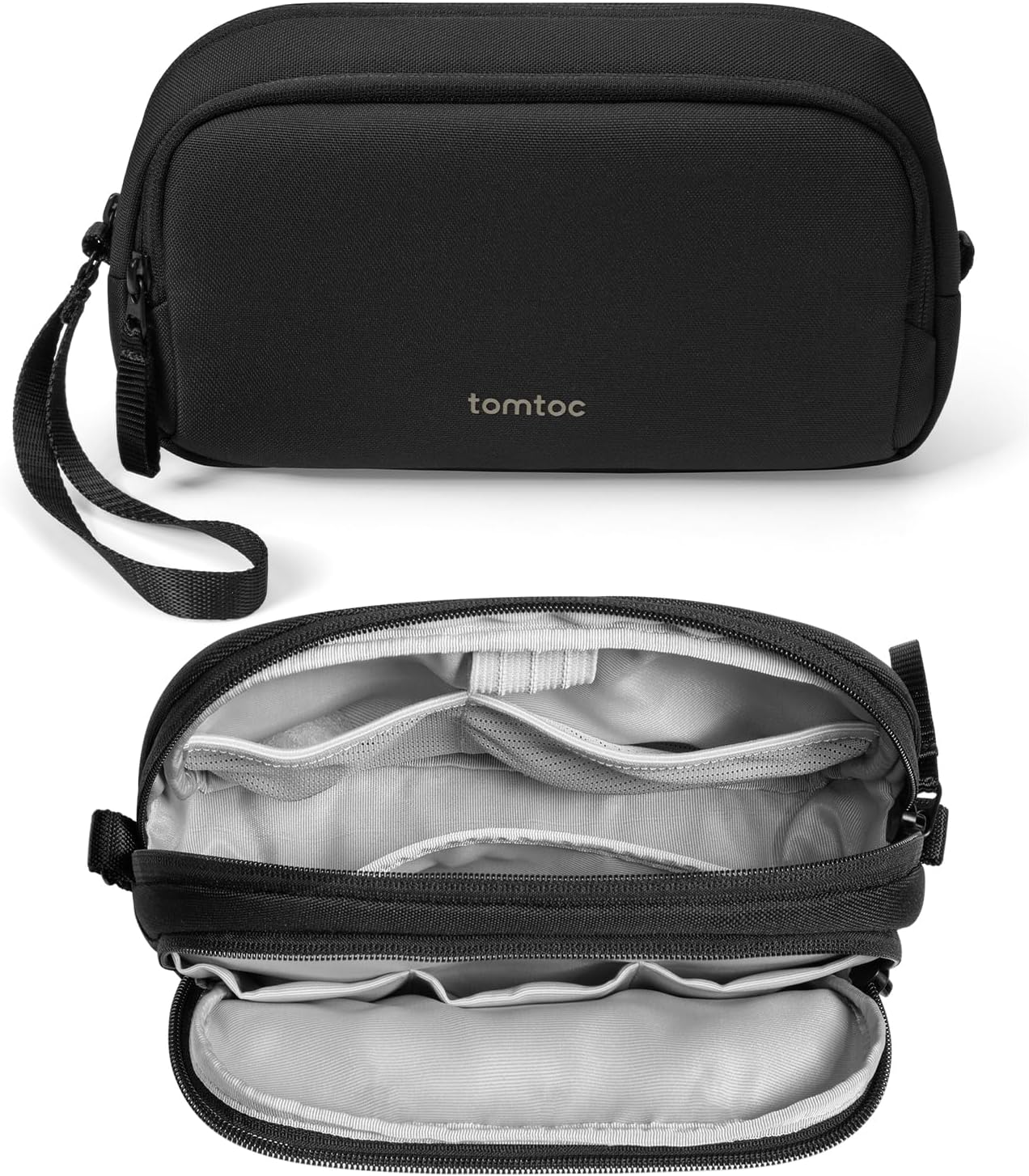 tomtoc Electronic Organiser Travel Pouch, Water Resistant Dual Compartment Tech Pouch Daily ...