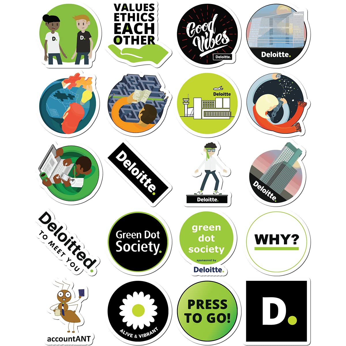 Amazon.com: 20 Pcs Stickers Pack Deloitte Waterproof Aesthetic Vinyl ...