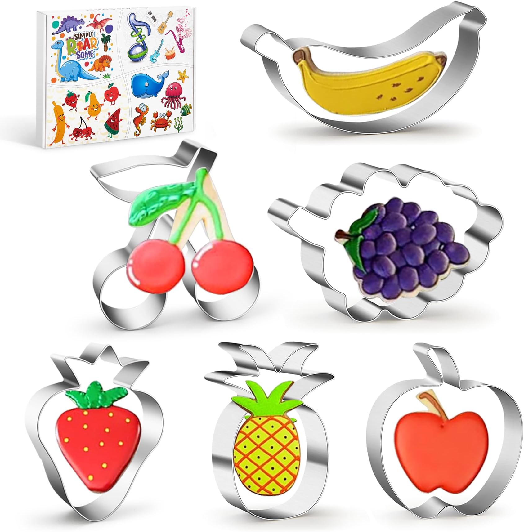 Amazon.com: WGPG Fruit Shape Cookie Cutters - 6PCS Large Stainless ...