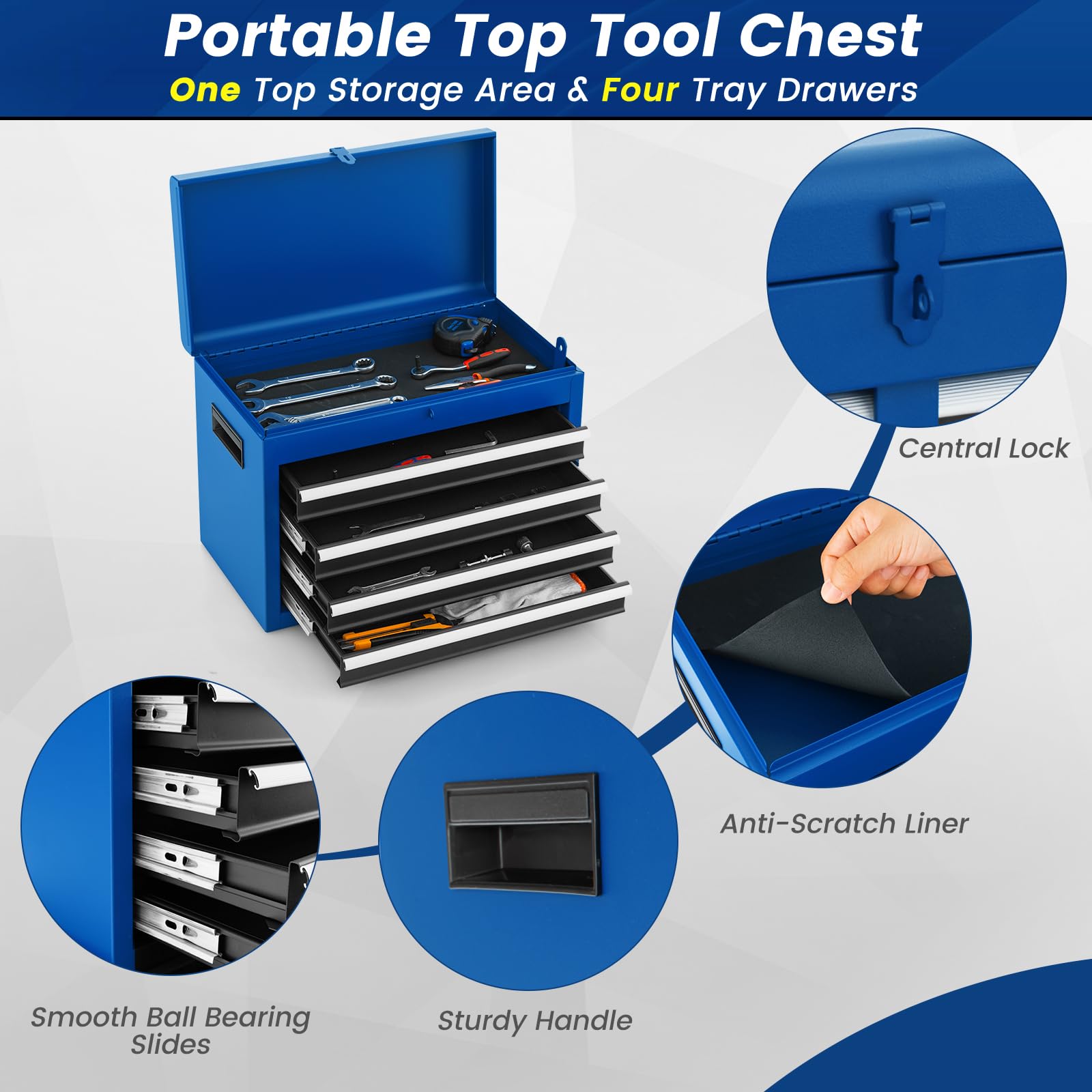 Snapklik.com : Goplus Rolling Tool Chest, 5-Drawer Tool Box Organizer w ...