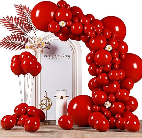 Amazon.com: Voircoloria 130pcs Ruby Red Balloons Different Sizes 18" 12 ...