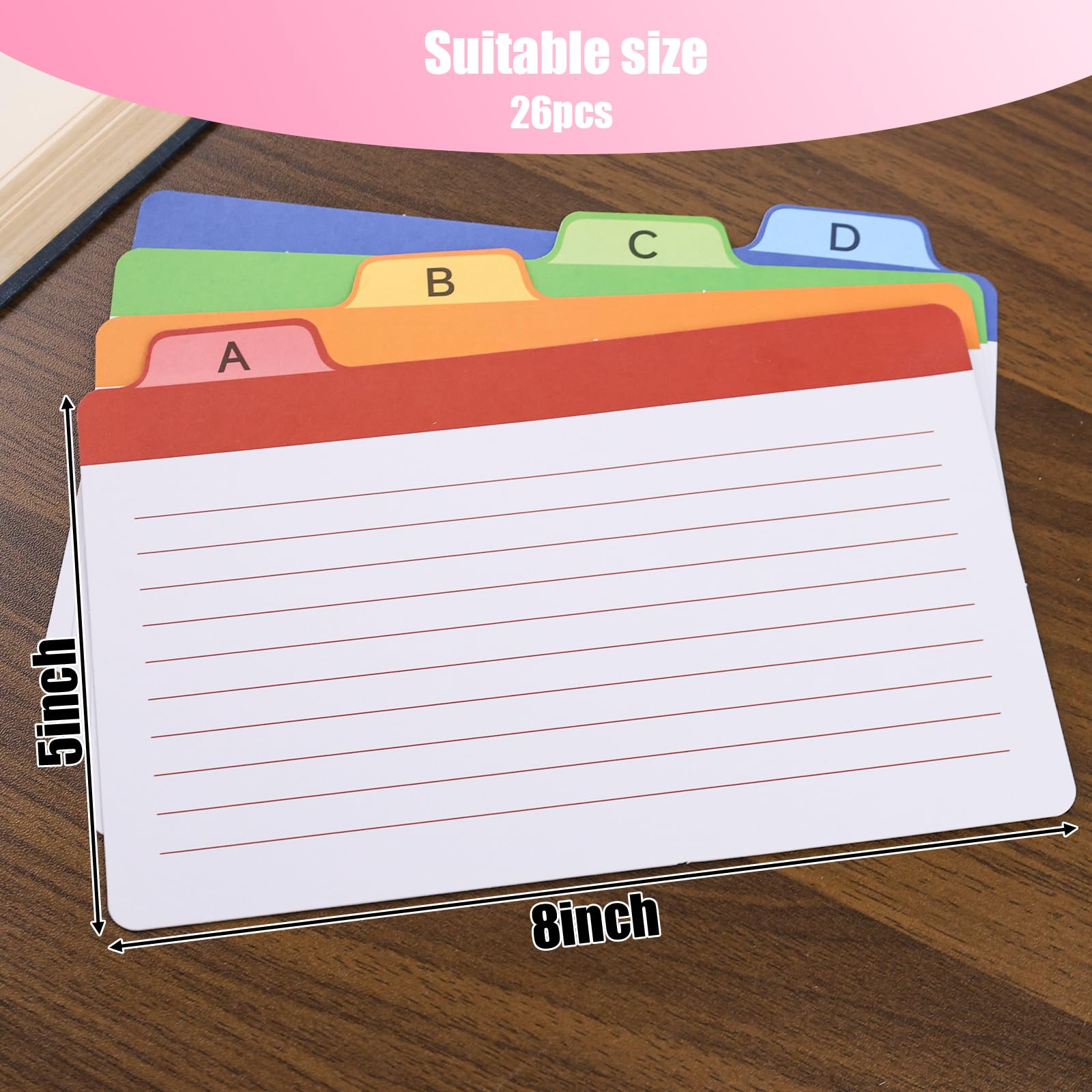 Snapklik.com : 26PCS Index Card Dividers, 8" X 5" Index Card Guide Set ...