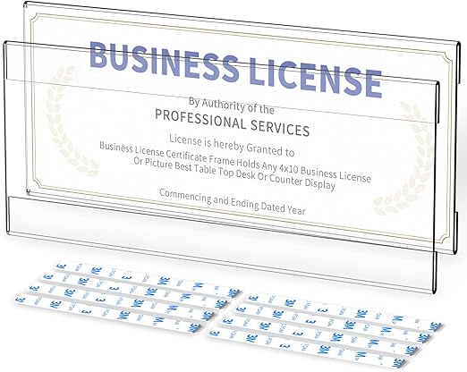 Amazon.com: Business License Frame, 2PCS 4x10 Inch Acrylic Business ...