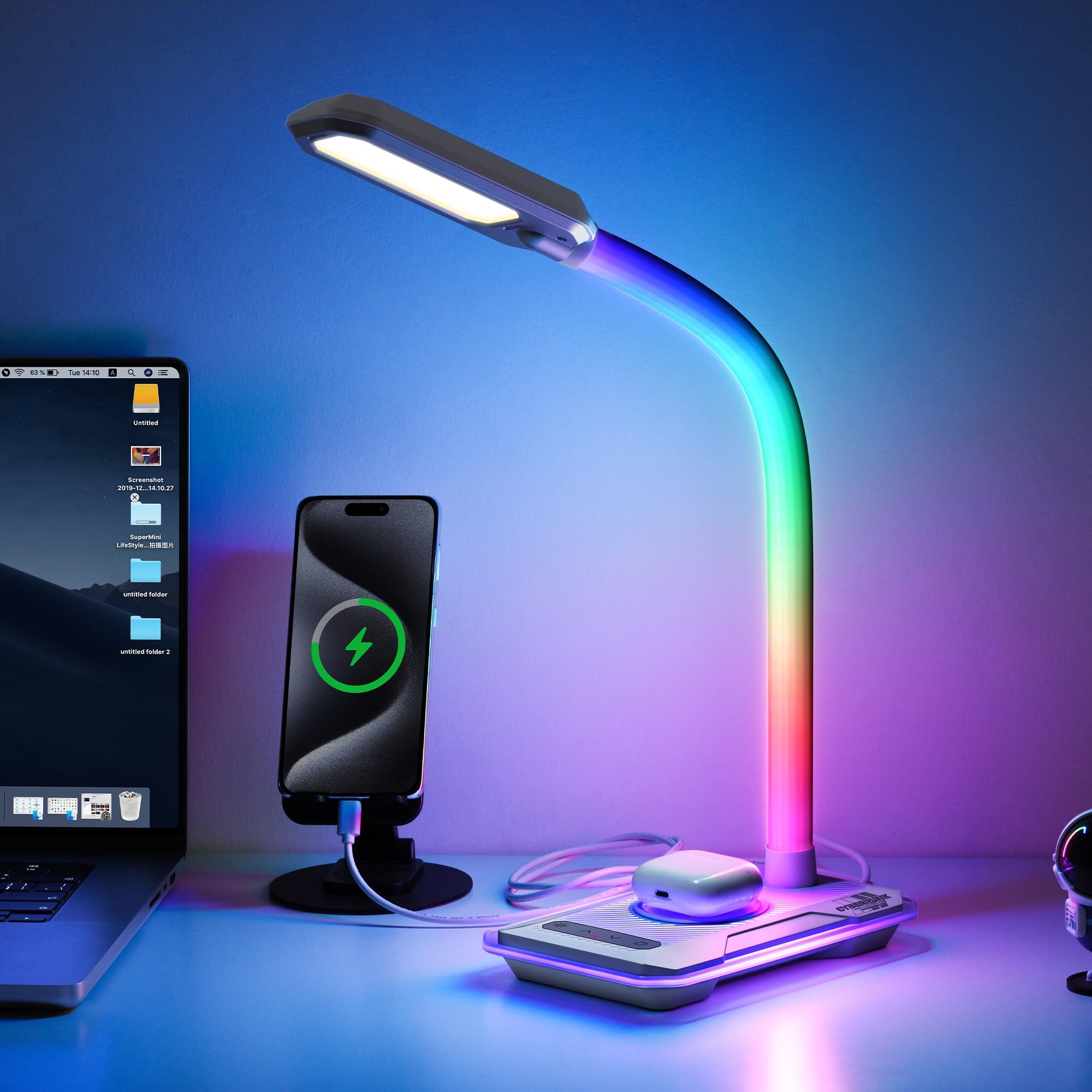 WILIT LED Desk Lamp with Wireless Charger, Interactive RGB Color ...