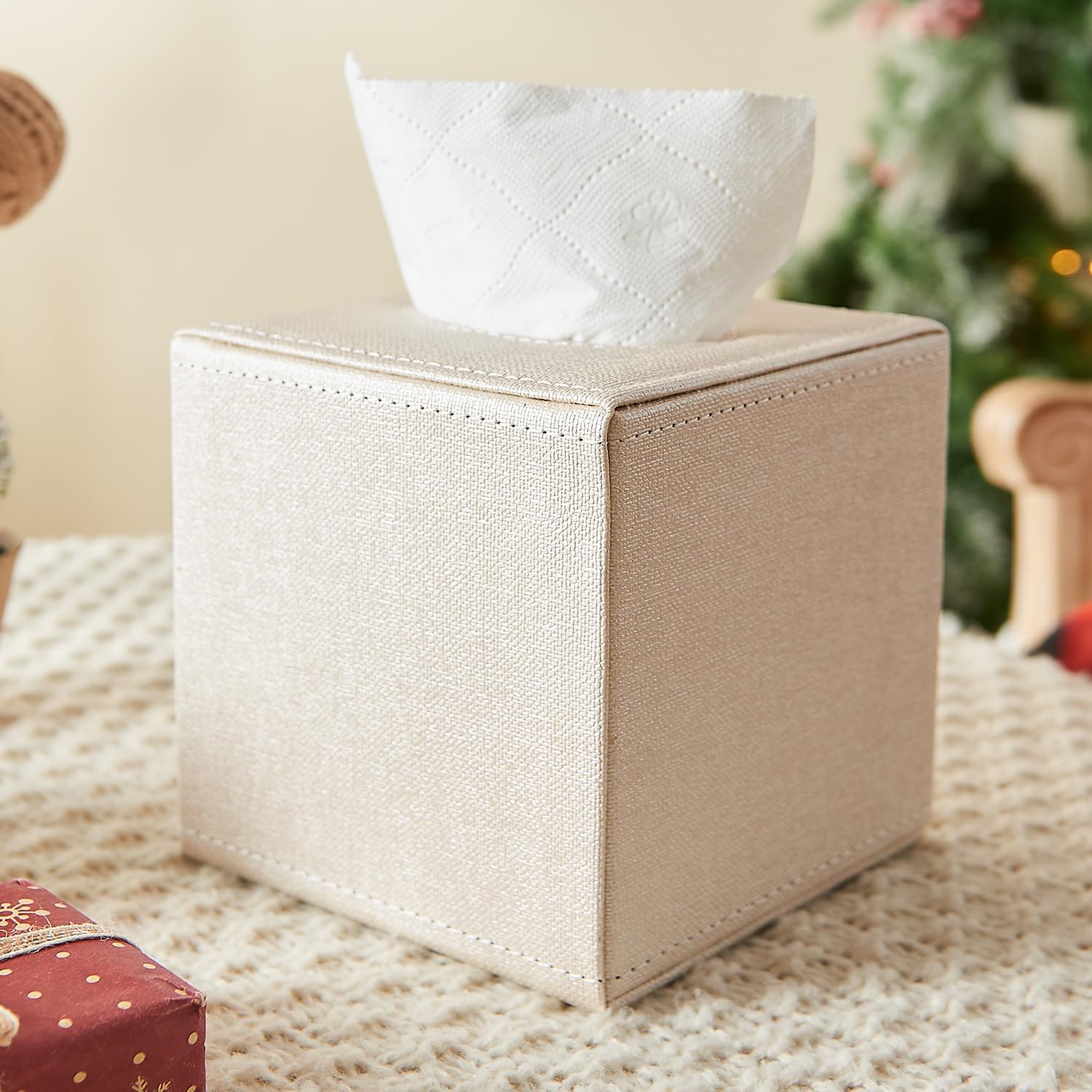 Amazon.com: Beige Tissue Box Cover,Square Tissue Box Holder with ...
