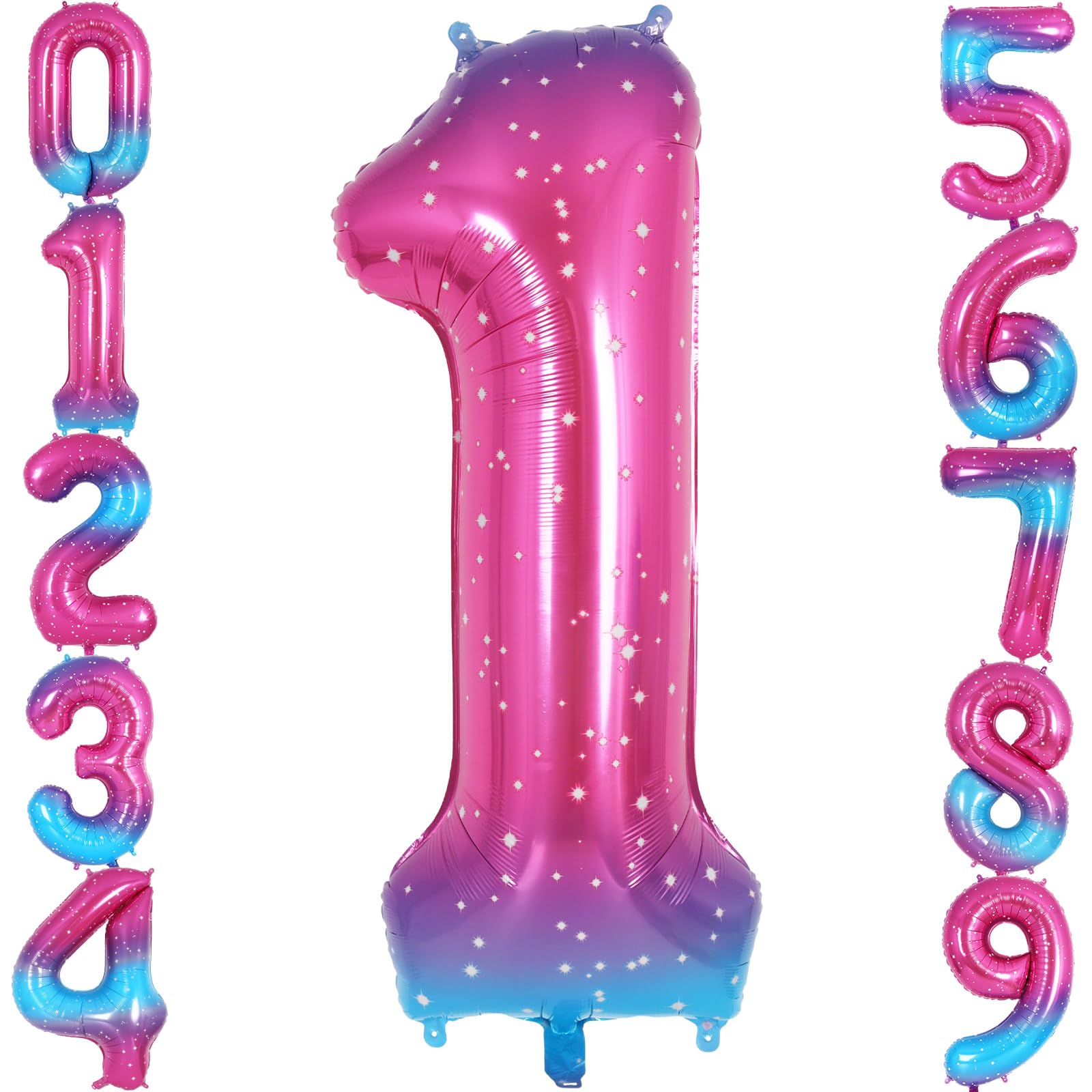 Amazon.com: Pink Blue Number 1 Balloon, Large Foil Helium Gradient ...