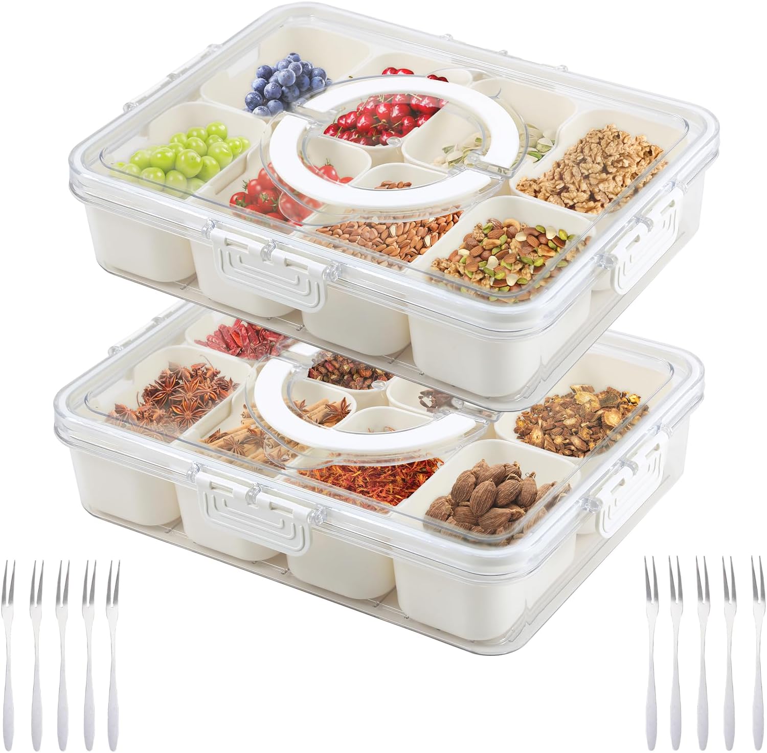Amazon.com: Uideyvi 2PCS Divided Serving box With Lid and Handle, Snack ...