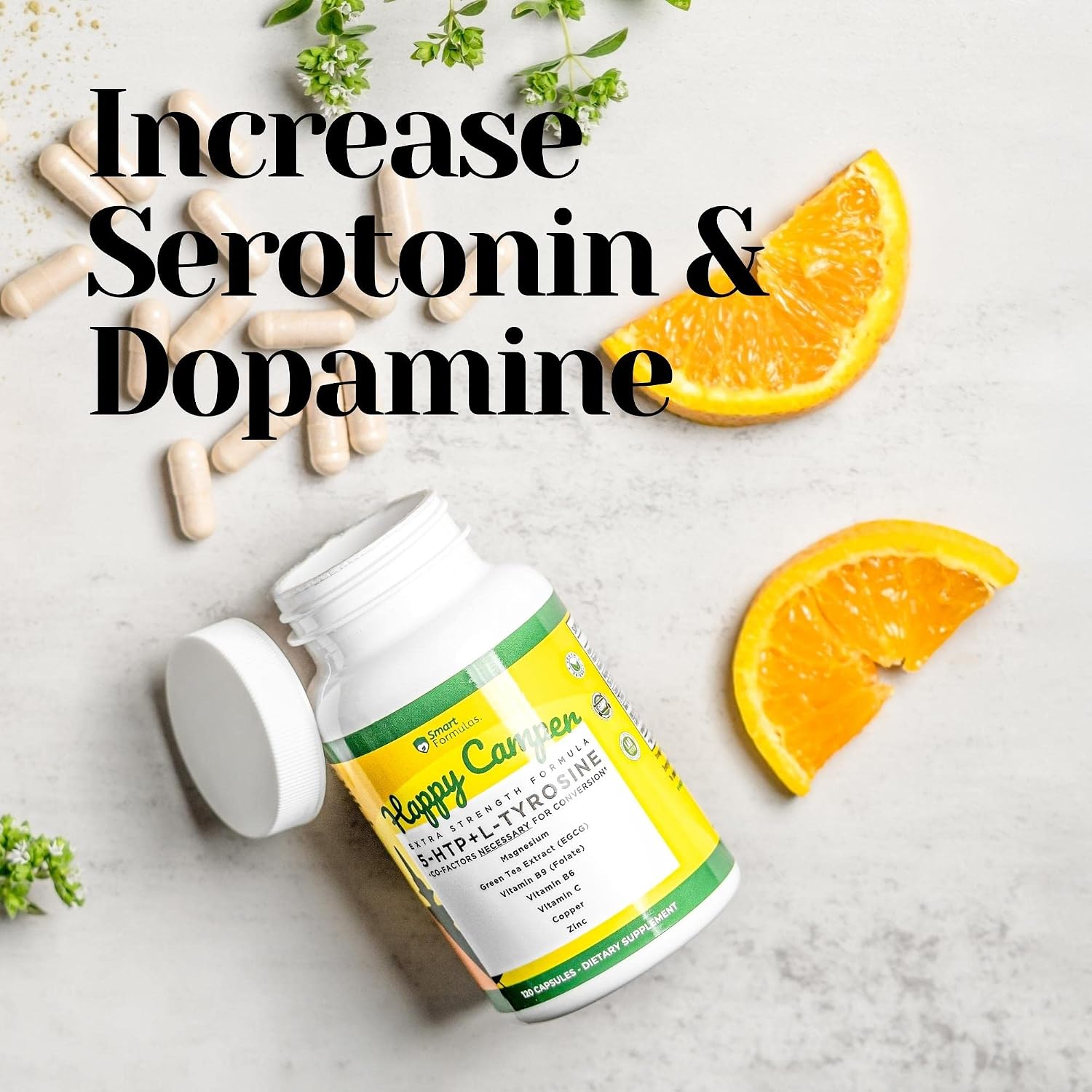 Be Happy, 120 Cápsulas Vegetarianas, Potencializador de Serotonina e ...