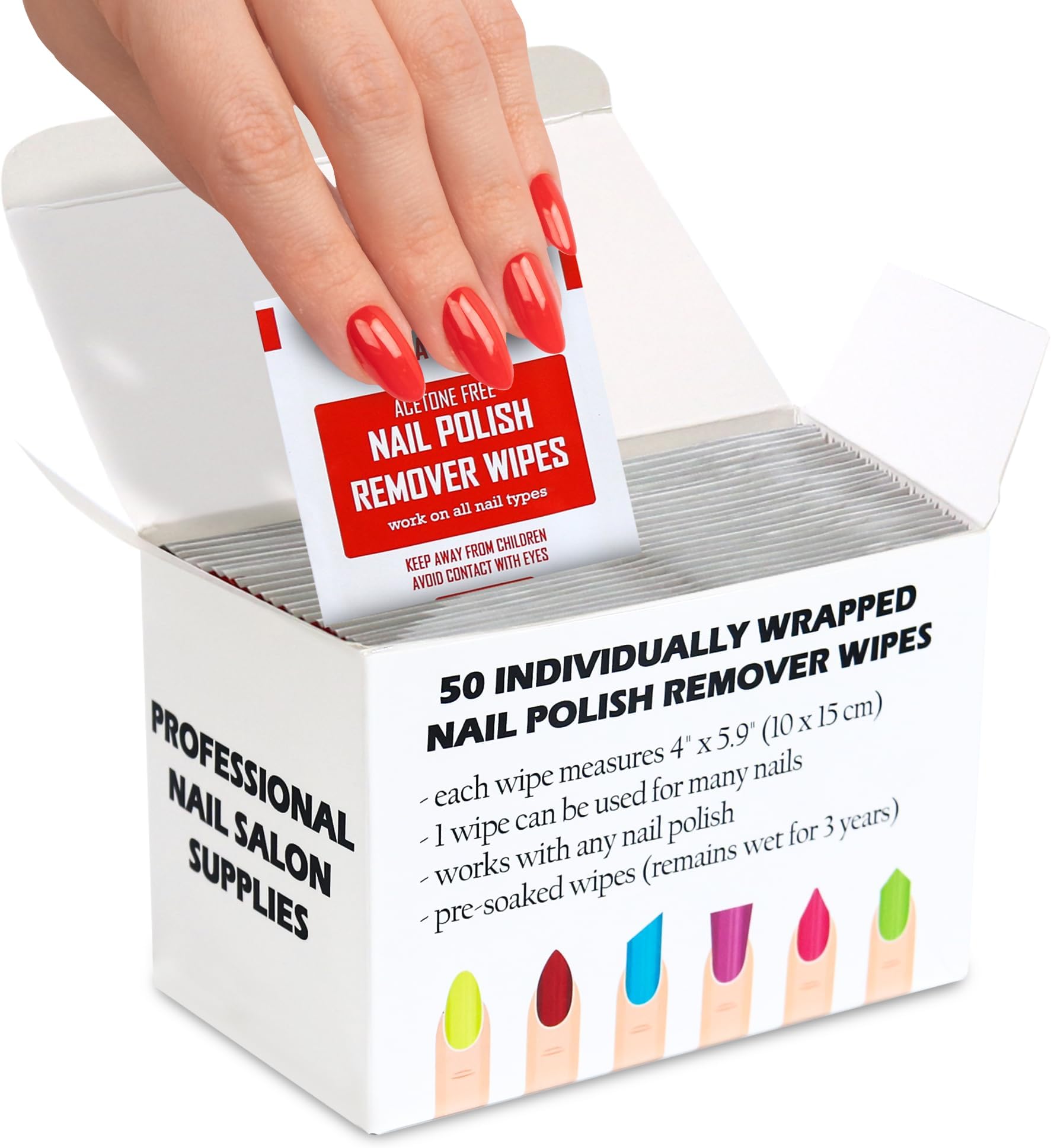 Amazon.com : Nail Polish Remover Pads 100% Non Acetone - 200 Pack of ...