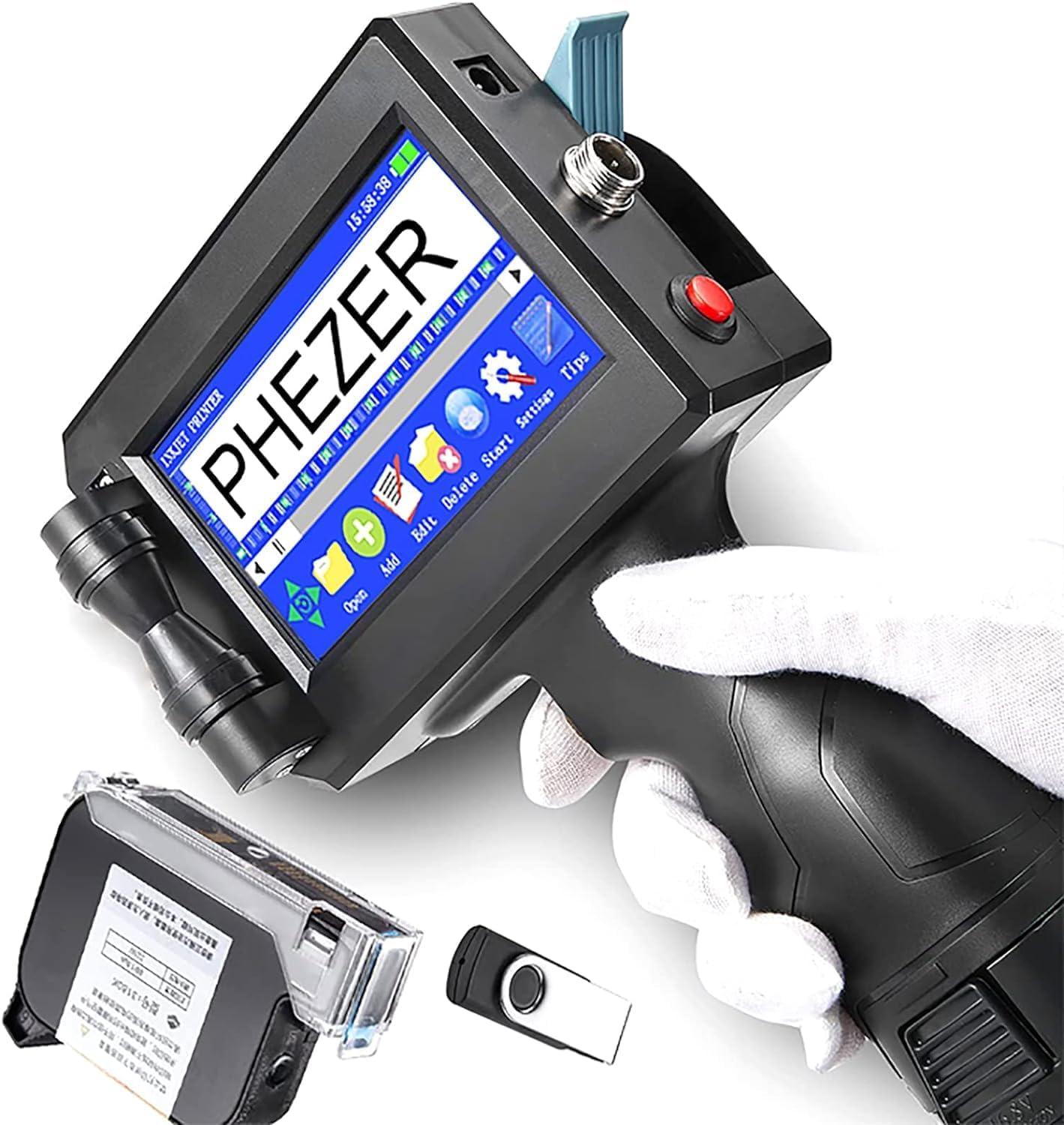 HLGKBY 12.7mm Handheld Inkjet Printer, Portable Handheld Printer with 4 ...