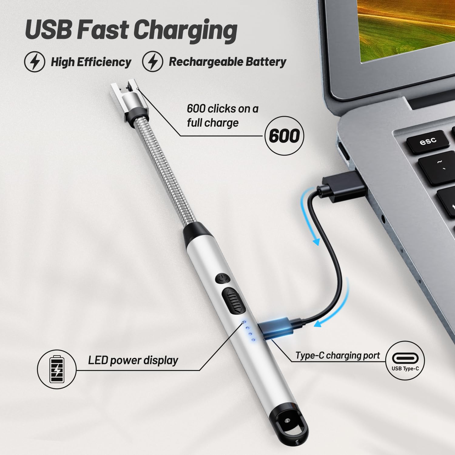 Snapklik.com : AJIJING Electric Candle Lighter, Safty Lock, USB Type-C ...