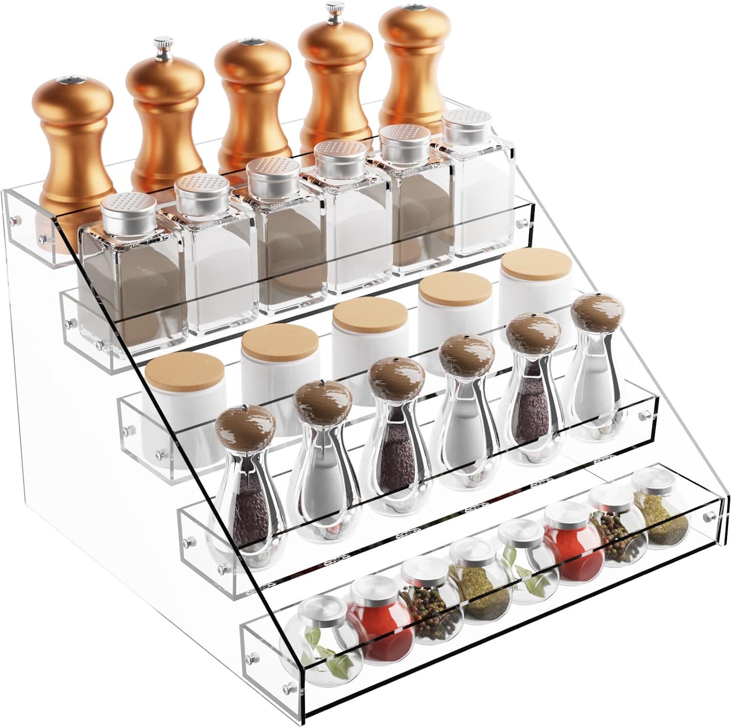 Amazon.com: Tiered Spice Rack Acrylic, 5 Tier Clear Spice Rack ...