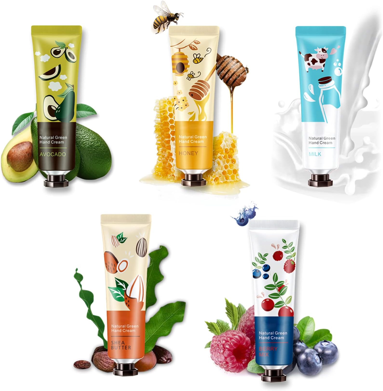 Amazon.com : 5 Pack Natural Botanical Fragrance Hand Cream Travel Gift ...
