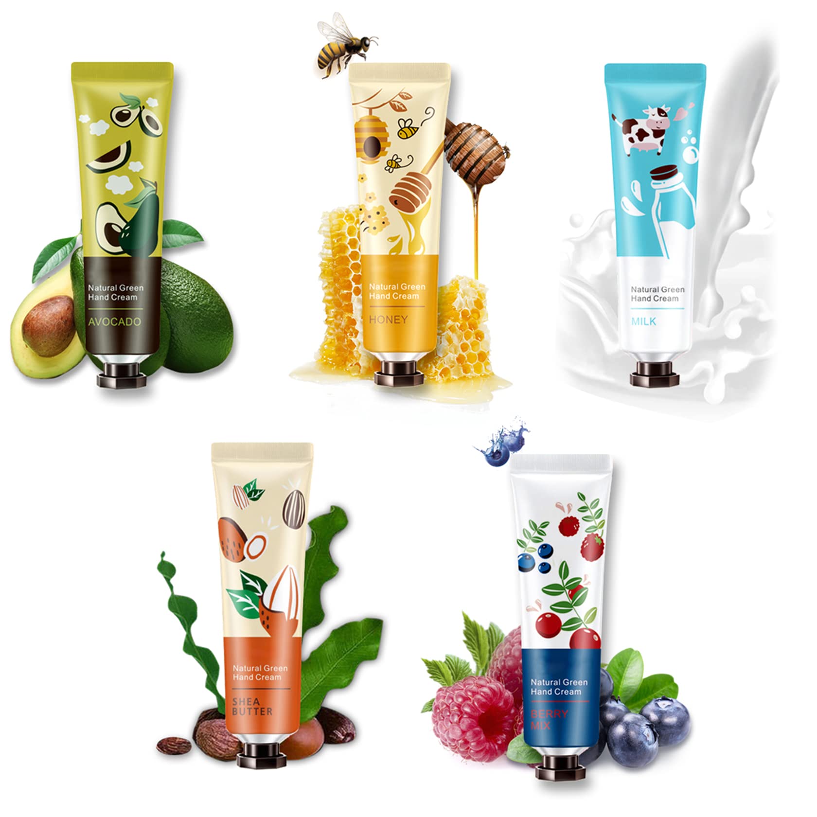 Amazon.com : 5 Pack Natural Botanical Fragrance Hand Cream Travel Gift ...