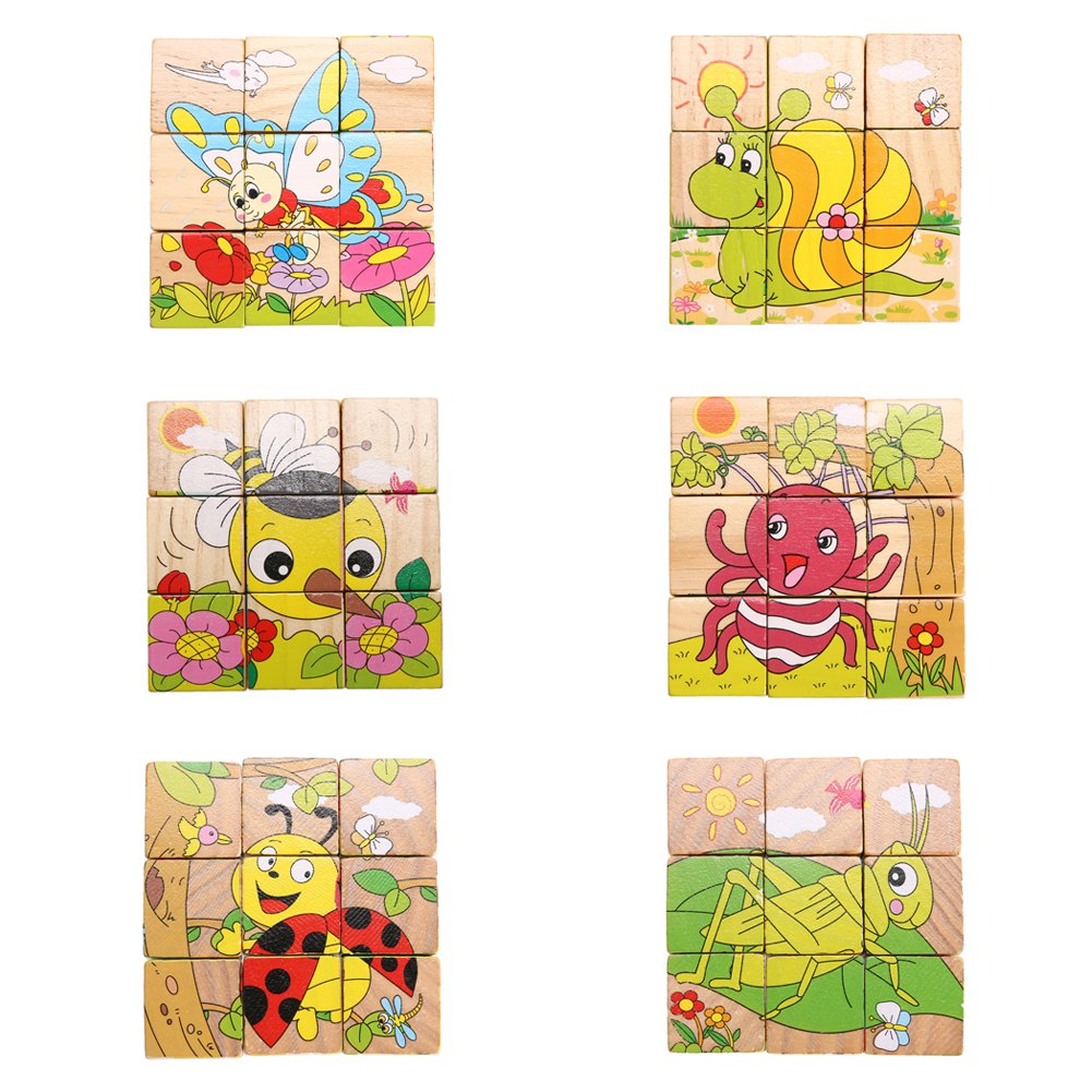 tdbest Wooden Jigsaw Puzzle Kids Cartoon Developmental Tangram Toy ...