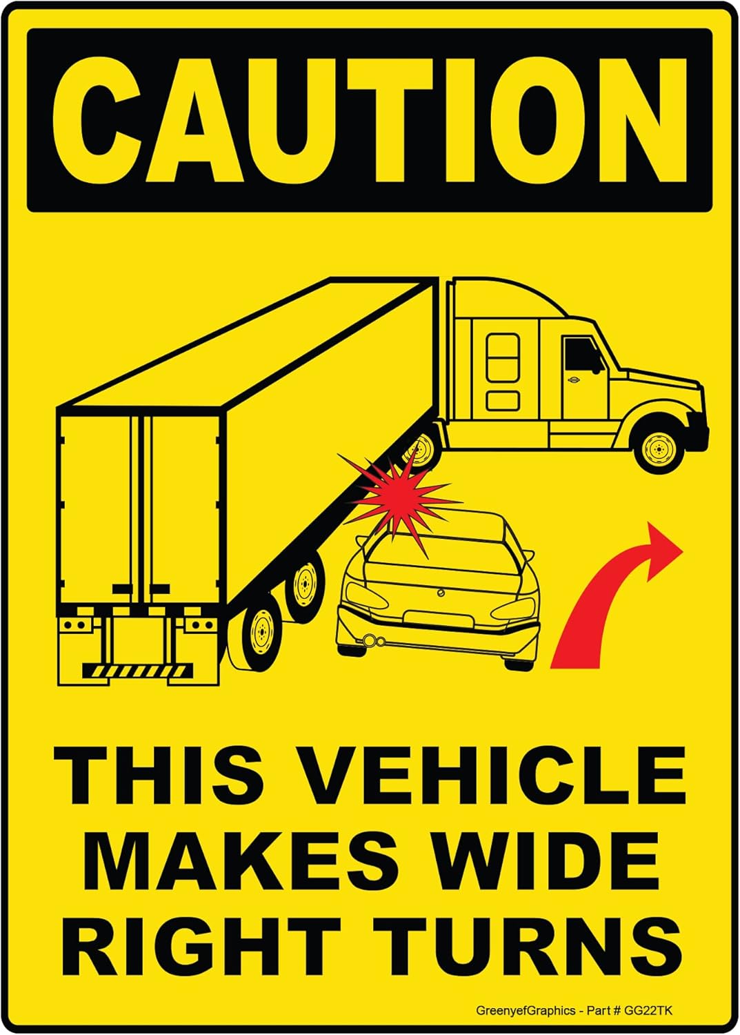 Wide Right Turns Vehicle Safety Sticker for Trailers Barbados | Ubuy